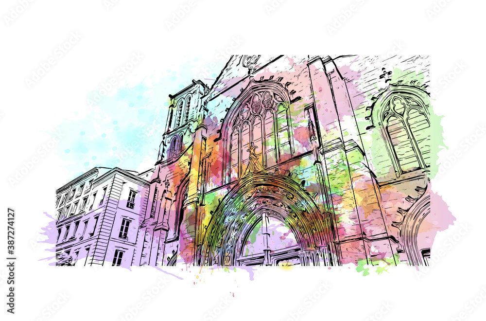 Building view with landmark of Bordeaux is a port city on the Garonne ...