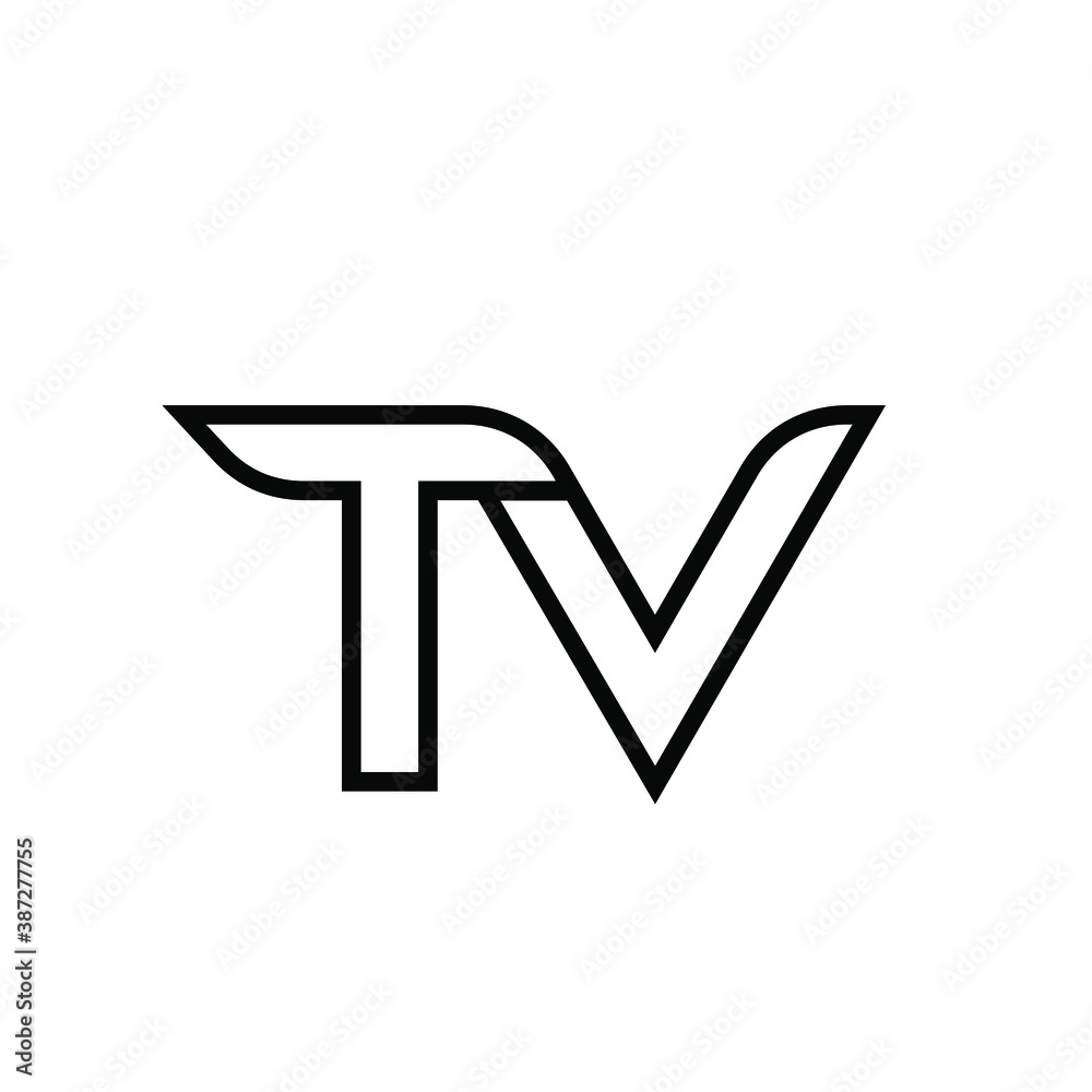 simple initial letter luxury tv line outline logo design with white ...