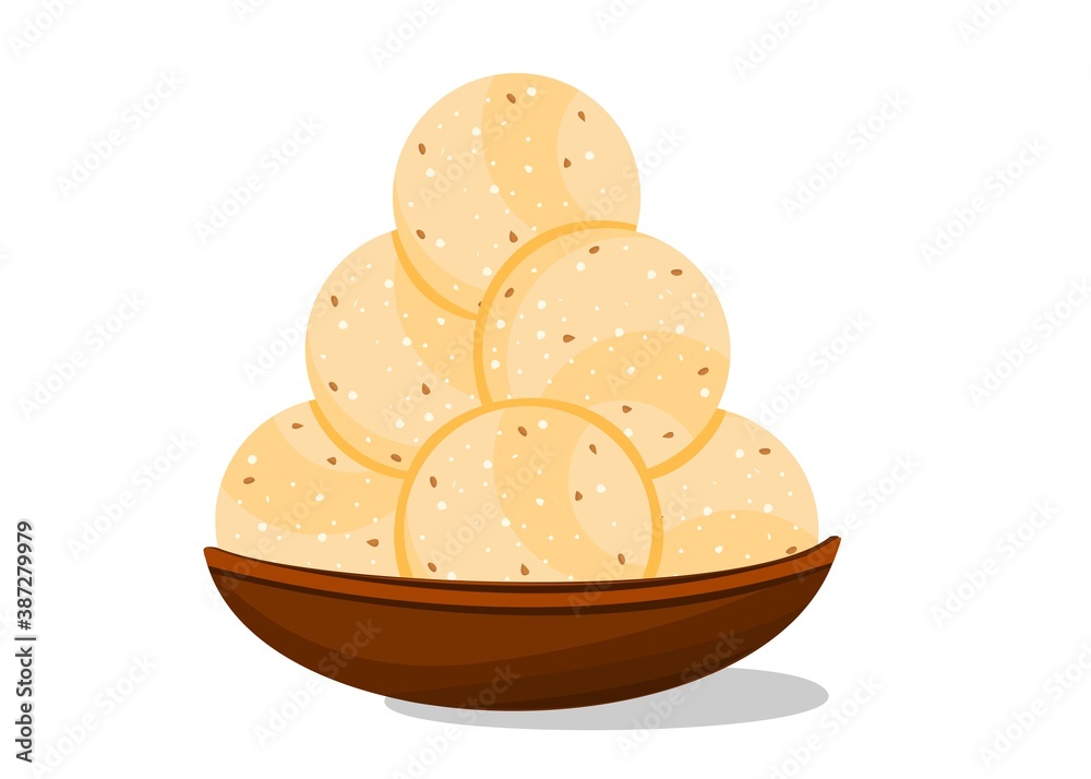 Rava,Rawa Laddu laddu Indian Sweets or Mithai Food Vector Stock Vector ...