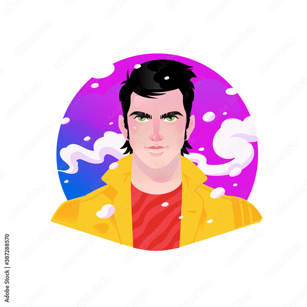 Illustration of a young stylish man. Cartoon beautiful character for ...