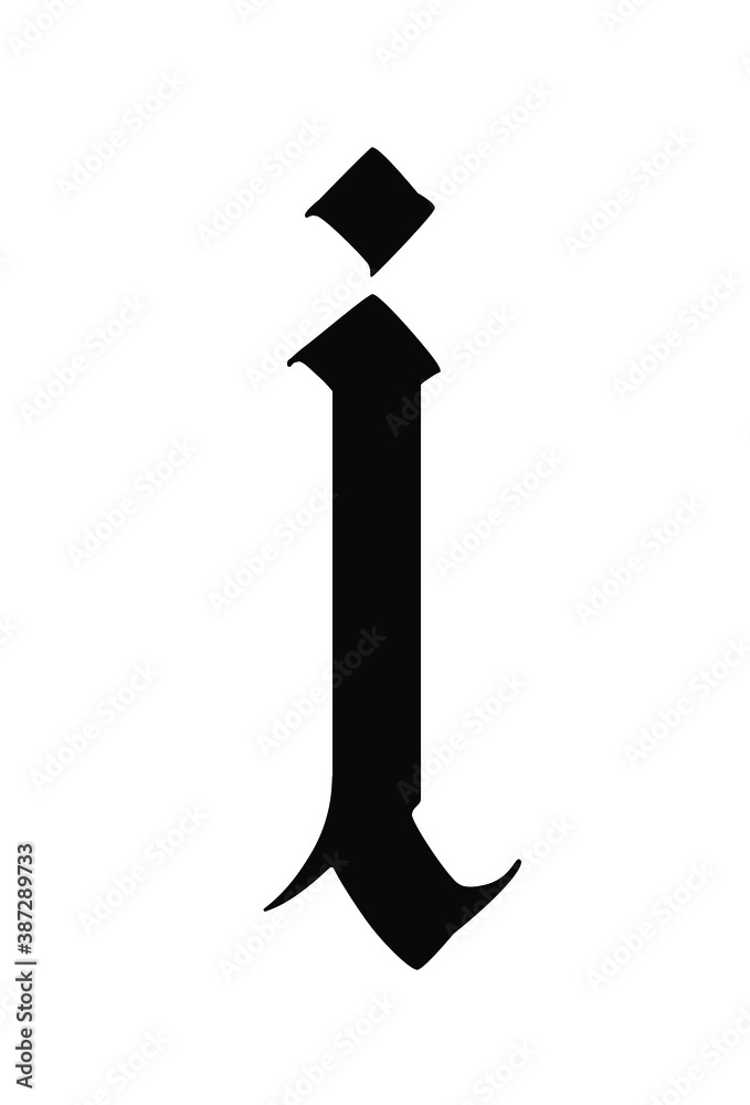 Letter i, in the Gothic style. Vector. Alphabet. The symbol is isolated ...