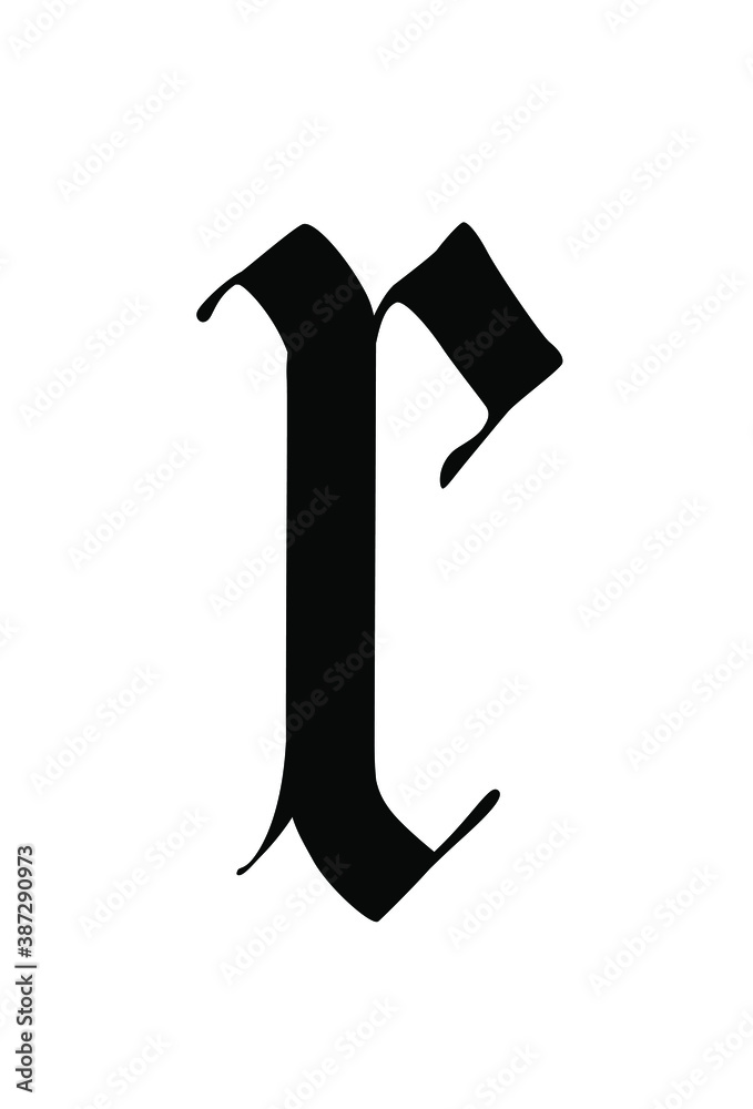 Letter R, in the Gothic style. Vector. Alphabet. The symbol is isolated ...