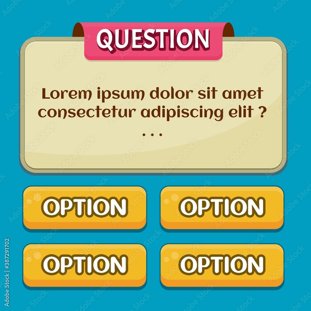 Quiz vector template. This design use multiple choice. Suitable for ...