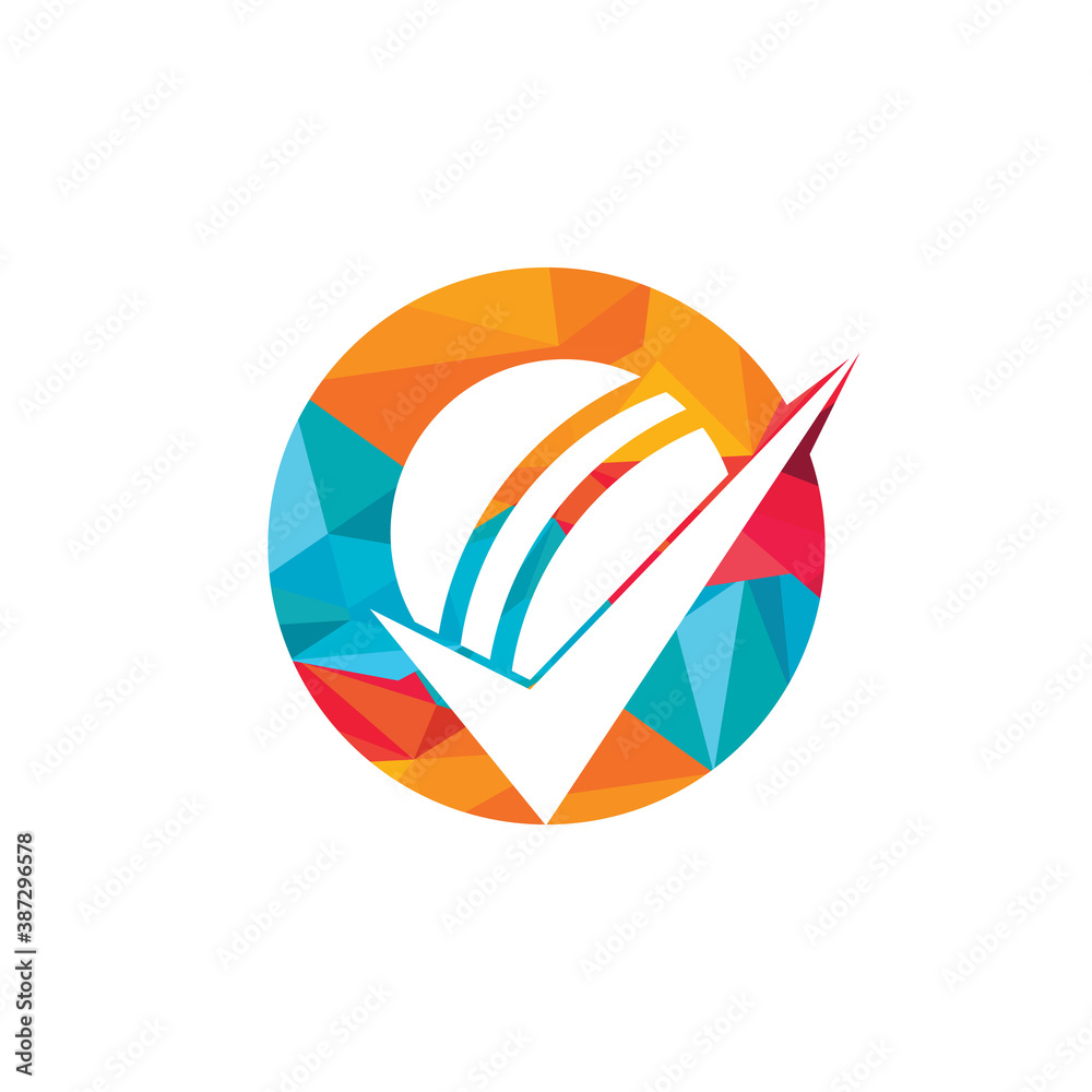 Check Cricket vector logo design. Cricket ball and tick icon logo ...