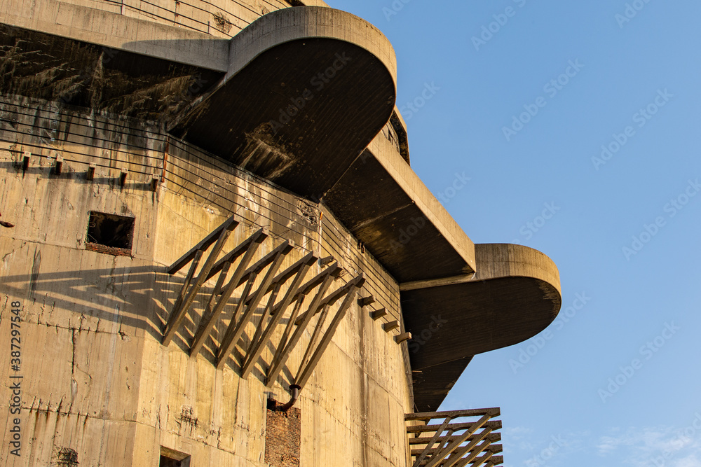 Old third Reich Air Defence Tower (Flakturm) in the Augarten park in ...