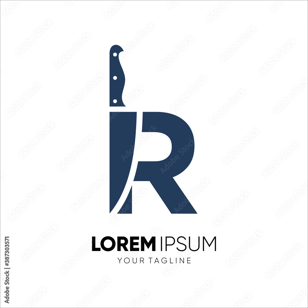 Letter R Knife Logo Design Vector Stock Vector | Adobe Stock