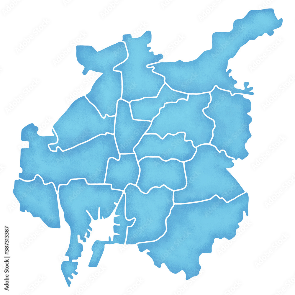 名古屋市の境界線入り地図 Stock Illustration | Adobe Stock