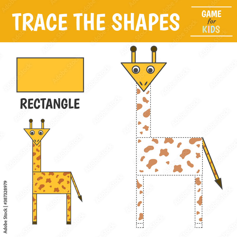 Learn geometric shapes - rectangle. Preschool worksheet for practicing ...