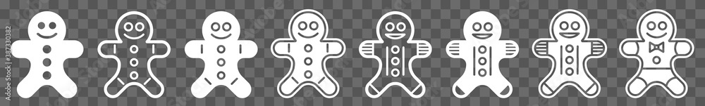 Gingerbread Man Icon Set White | Gingerbread Men Vector Illustration ...