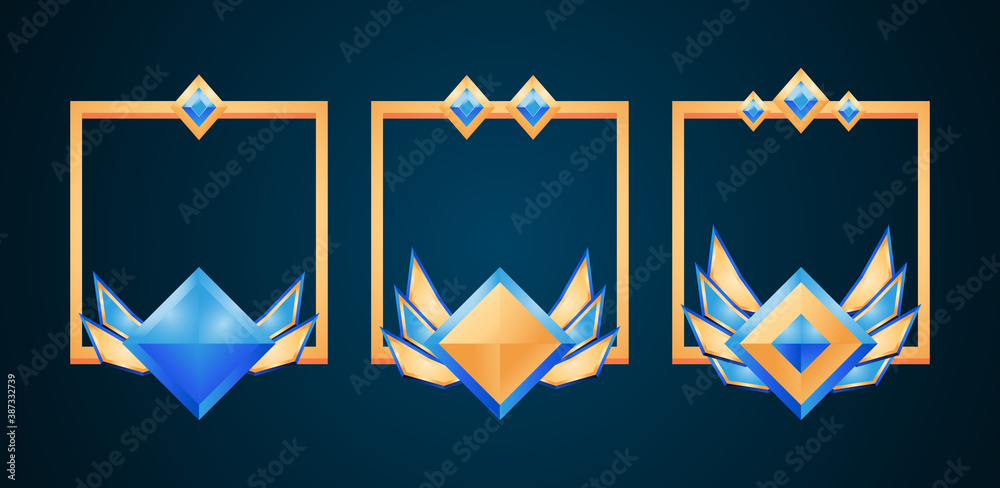 Set Of Fantasy Gui Golden Border Frame Avatar With Grade Perfect For 2d Game Ui Vector