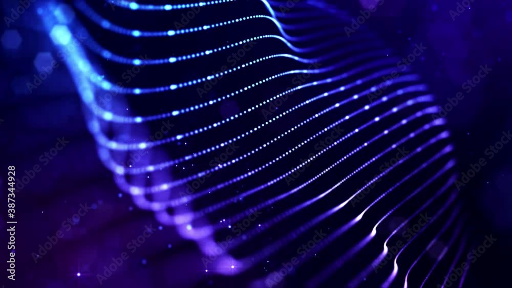 4k looped sci-fi particle background of microworld or space with bokeh ...