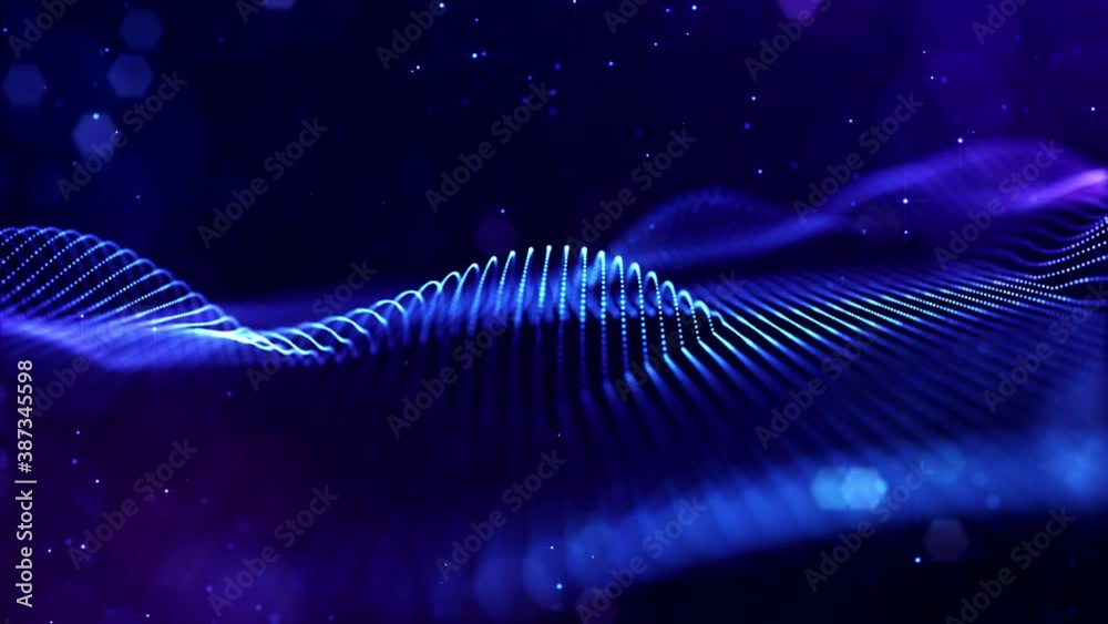 4k looped sci-fi particle background of microworld or space with bokeh and light effects. Glow ...