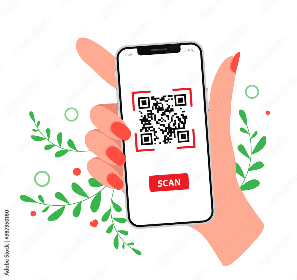 Hand using mobile smart phone scan qr code mockup template for your ...