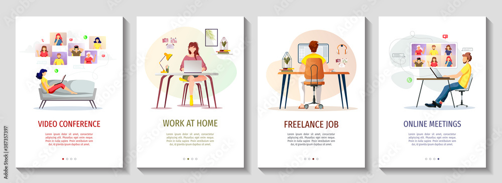 Set of flyers for Work at home, Freelance, Home office, Remote job ...