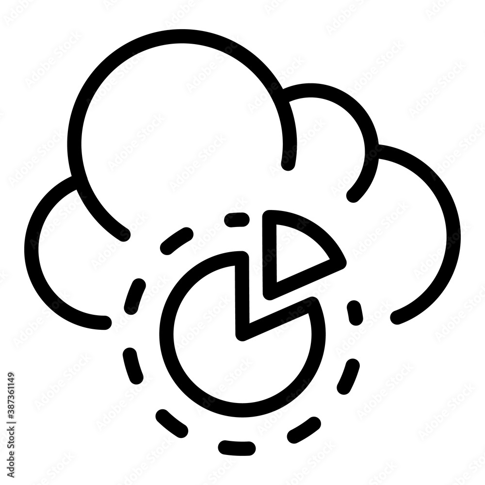 Cloud pie chart icon. Outline cloud pie chart vector icon for web design isolated on white ...