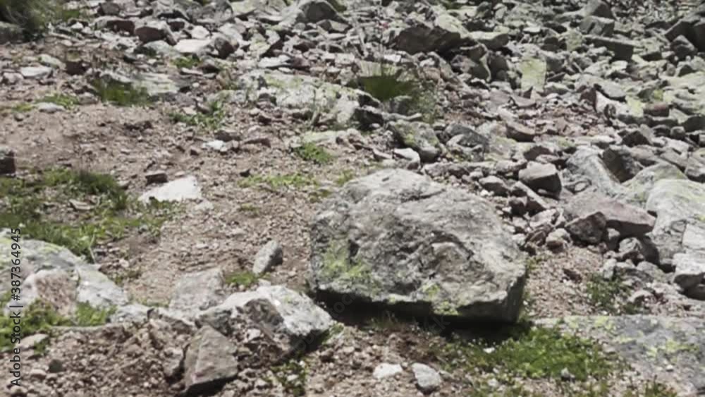 A rock falling down a slope causes a rockfall (as if modeling). The ...