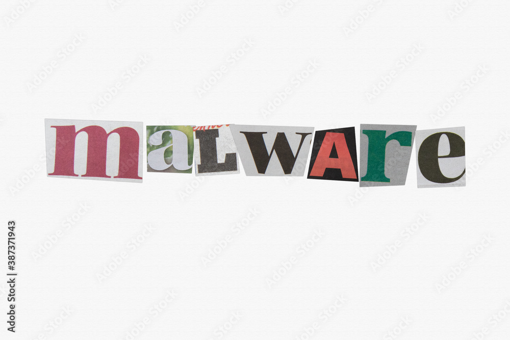 anonymous letter with "malware" text in letters cut out from newspapers ...