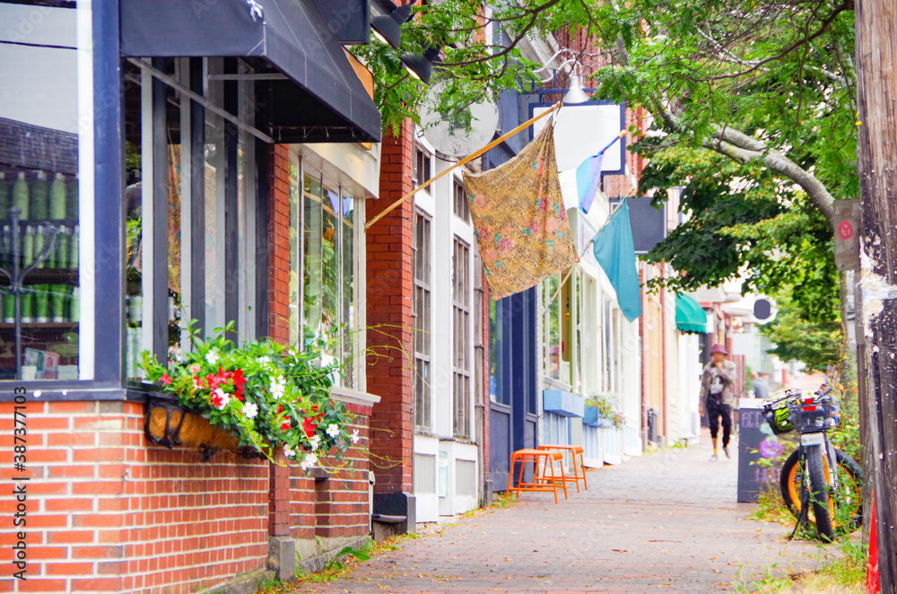 Romantic backstreet, side street or alley in historic old town of ...