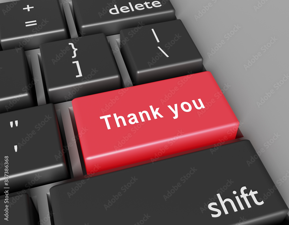 Thanks concept. Words Thank you on button of computer keyboard Stock ...