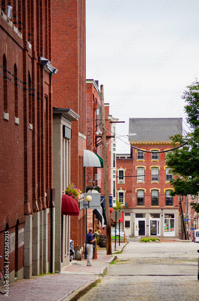 Romantic backstreet, side street or alley in historic old town of ...