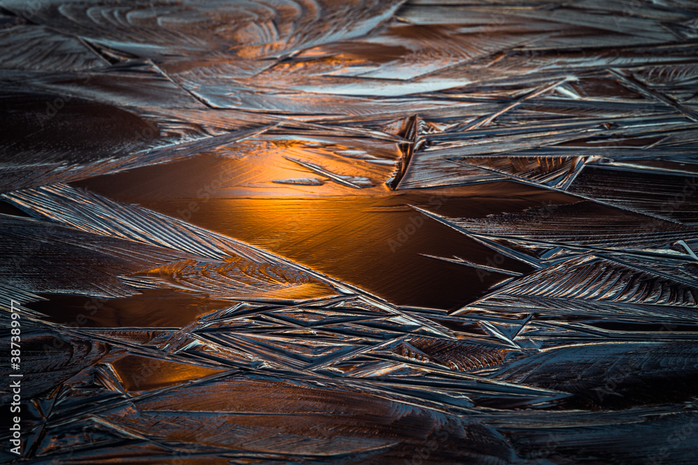 Colorized factured ice in sunset colors Stock Photo | Adobe Stock