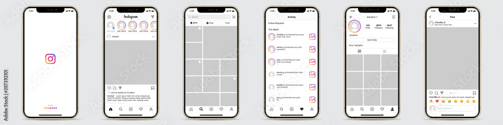Set of Iphone with Instagram template frame for social network Stock ...