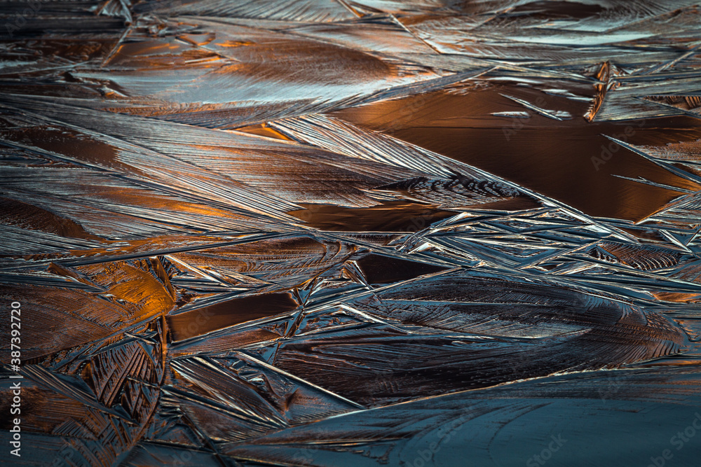 Colorized factured ice in sunset colors Stock Photo | Adobe Stock
