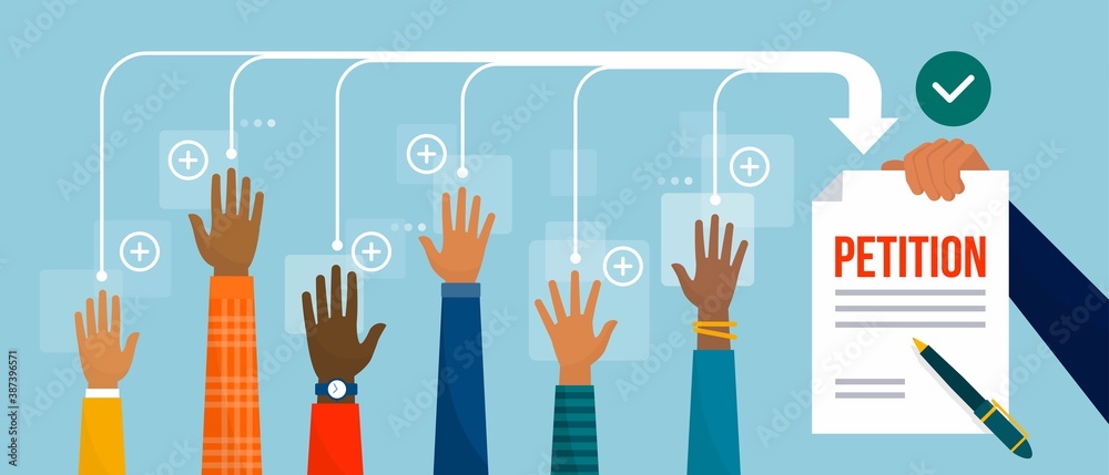 Vetor de Group of people signing a petition together do Stock | Adobe Stock