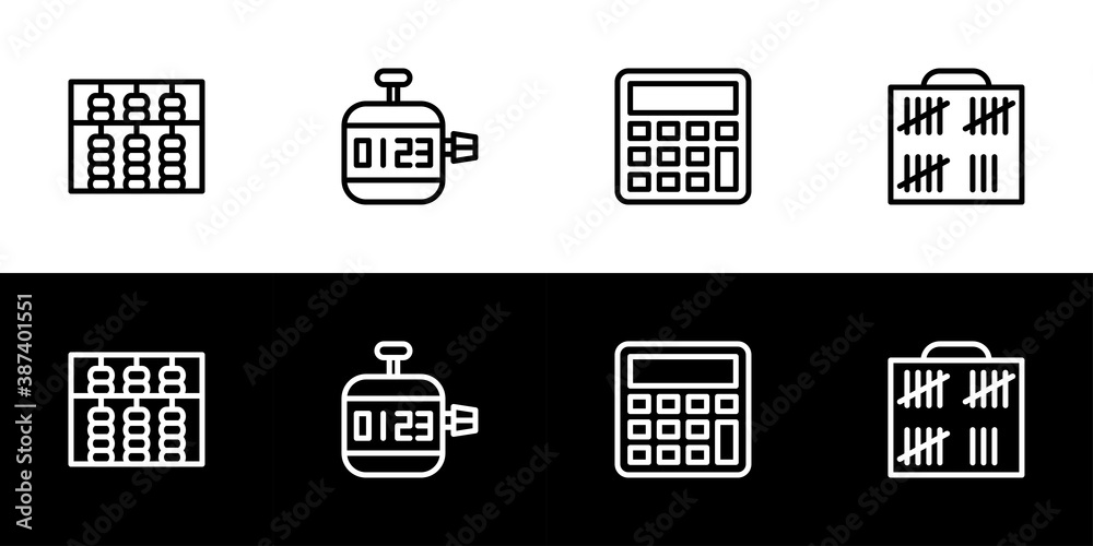 Calculate or counting tool icon set. Flat design icon collection ...