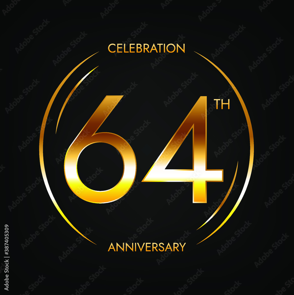 64th anniversary. Sixty-four years birthday celebration banner in ...