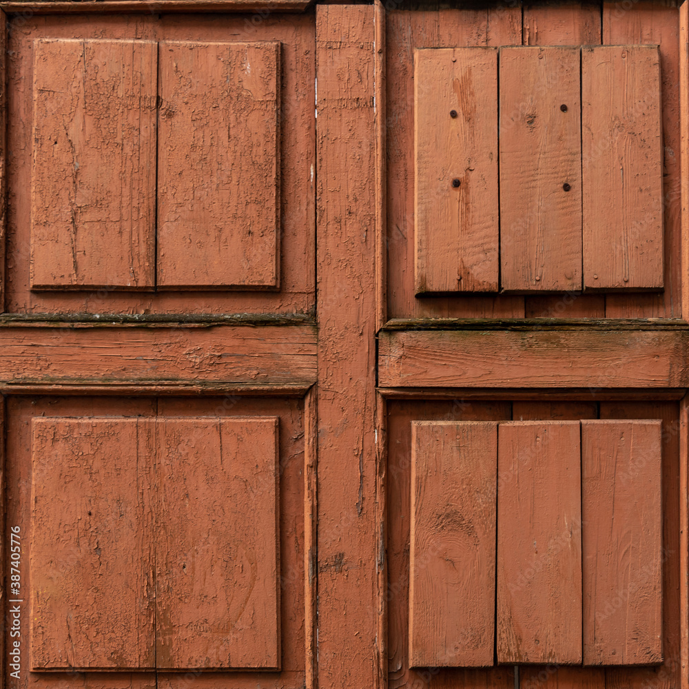 Texture of vintage wooden door surface colored with brown paint made ...
