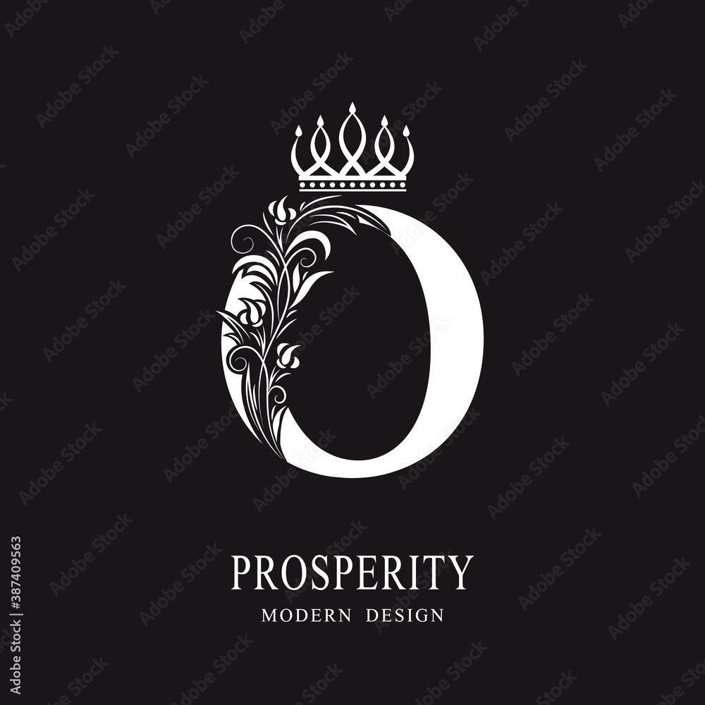 Elegant Capital letter 0. Graceful royal style. Calligraphic beautiful ...