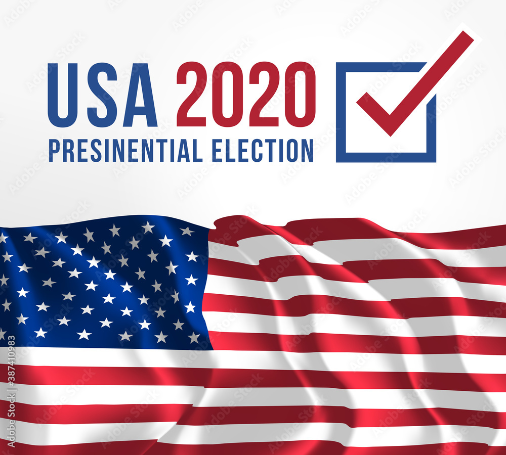 US Presidential Election 2020. US election poster with text title ...