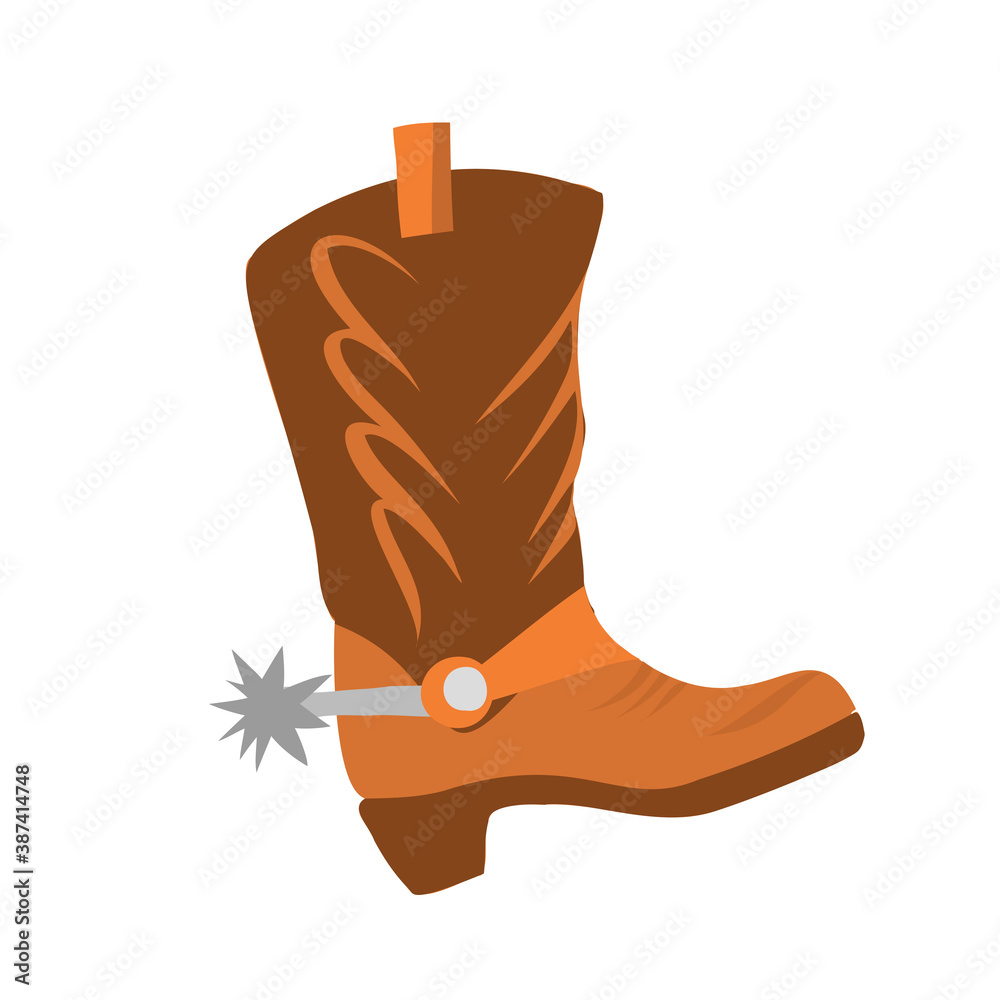 Vector illustration with cowboy boot on a white background isolated ...
