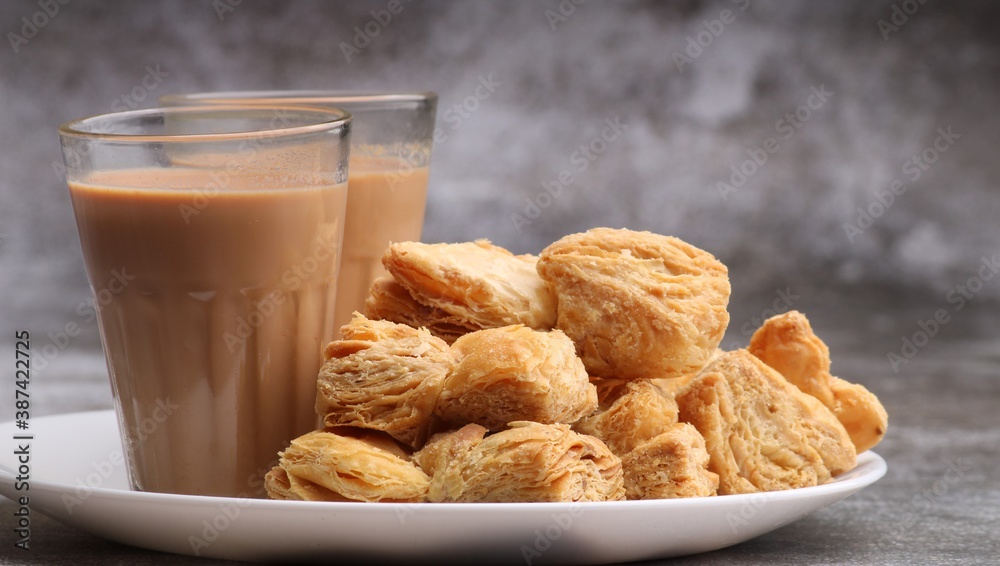 indian khari or kharee or salty Puff Pastry Snacks, served with indian ...