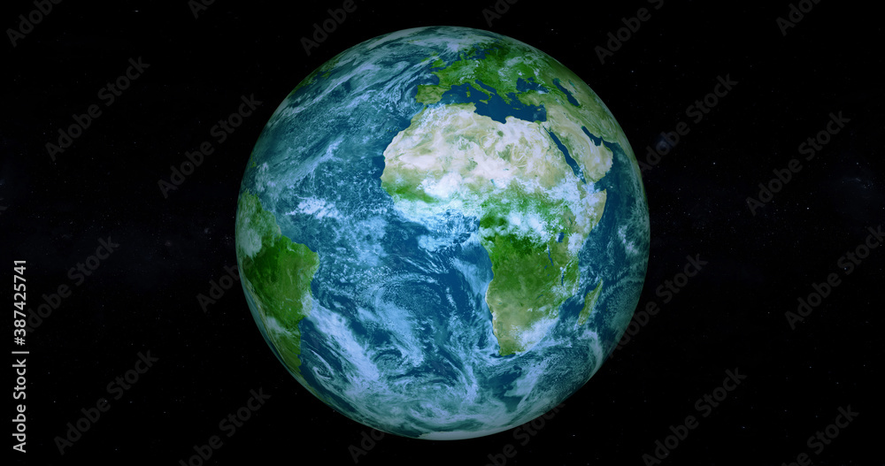 Beautiful photo realistic 3d earth on space. .front view of the earth ...