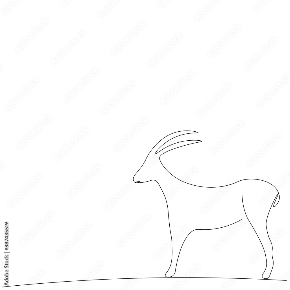 Goat farm animal line drawing, vector illustration Stock Vector | Adobe ...