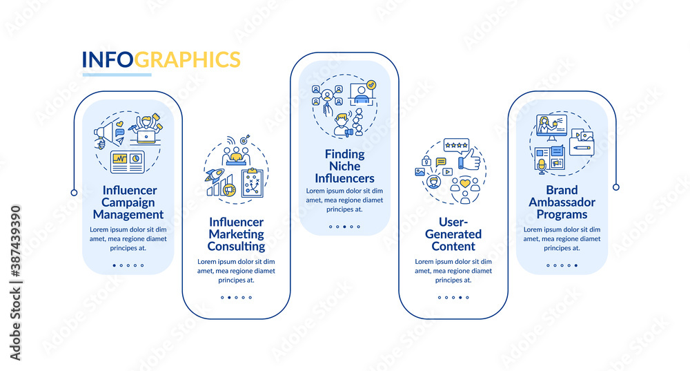 Influencer market services vector infographic template. User-generated ...