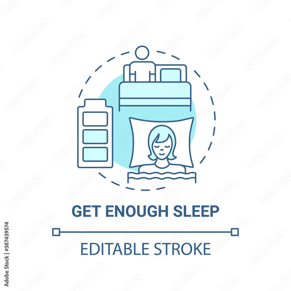 Get enough sleep concept icon. Self care practices. Healthy care ideas ...