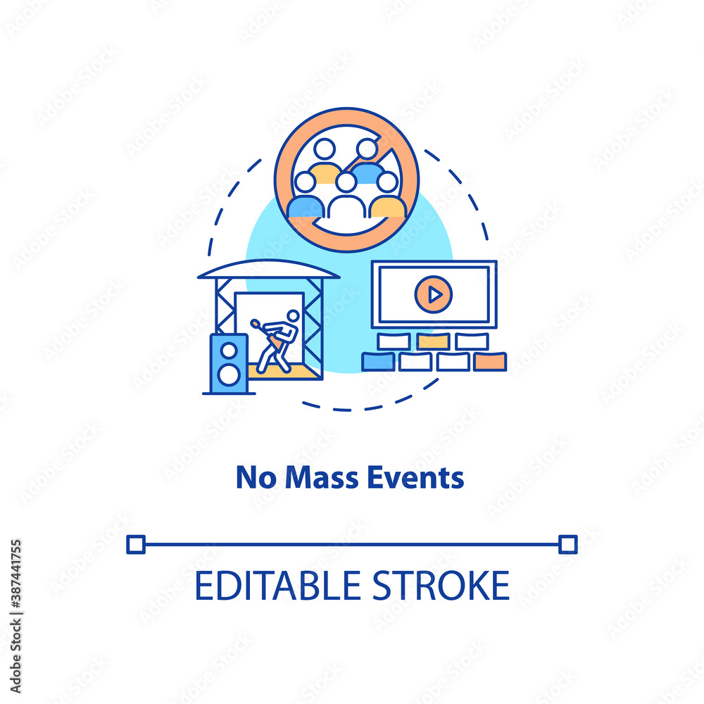 No mass events concept icon. New public rule idea thin line ...