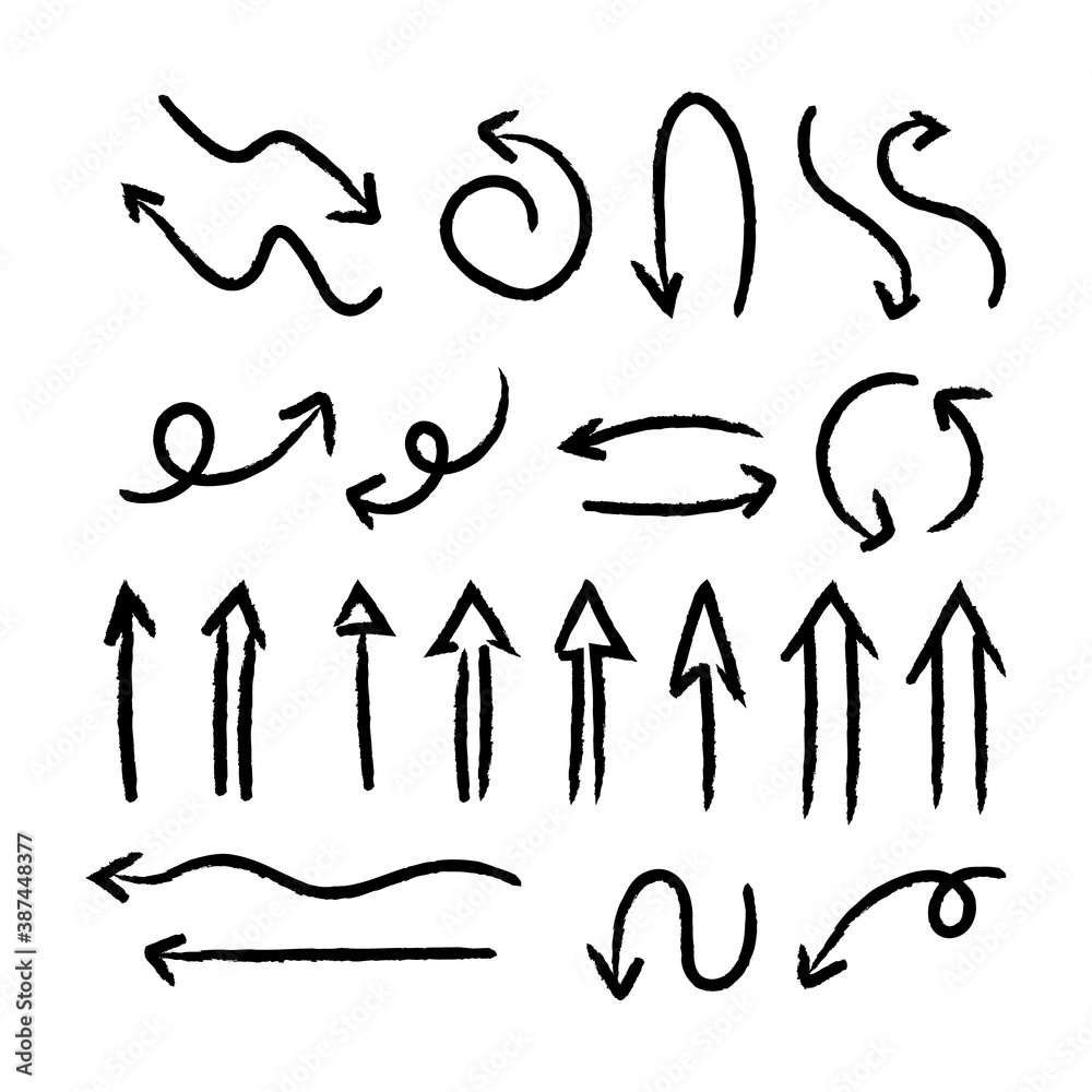 Arrow doodles vector collection. Set of Hand drawn vector arrows. Stock ...