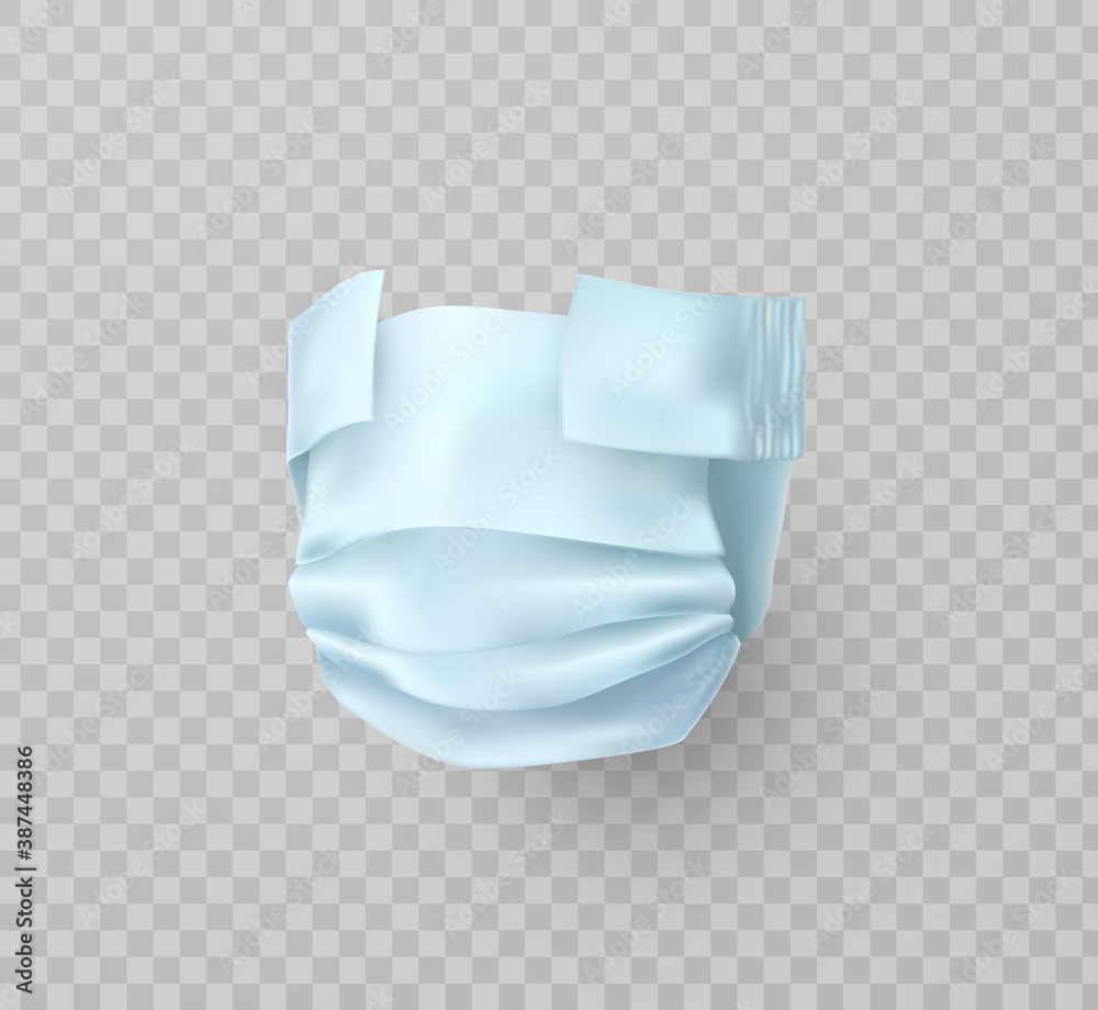Diaper isolated on transparent background. Realistic 3d light blue ...