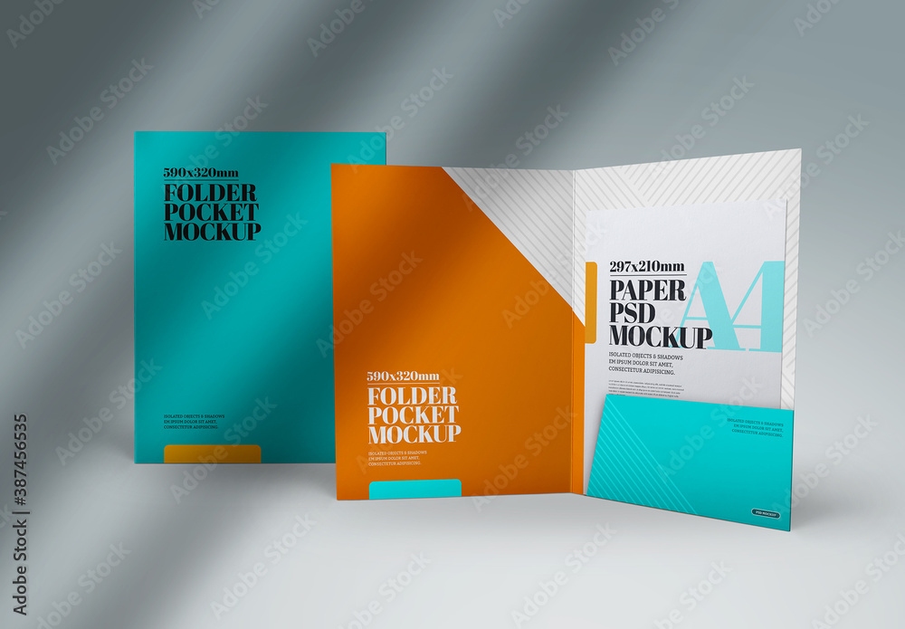 Folder Pocket Mockup Front View Stock Template | Adobe Stock