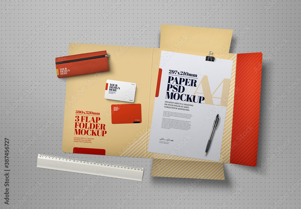 3 Flap Folder Mockup Stock Template | Adobe Stock