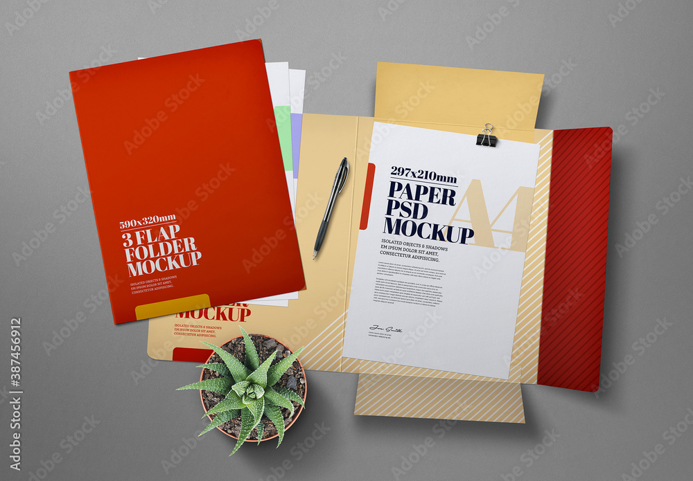 3 Flap Folder Mockup Stock Template | Adobe Stock