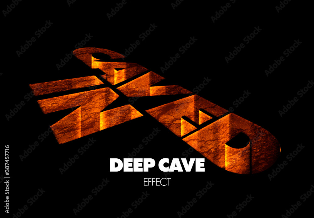 Deep Crevis or Cave Text Effect Mockup Stock Template | Adobe Stock