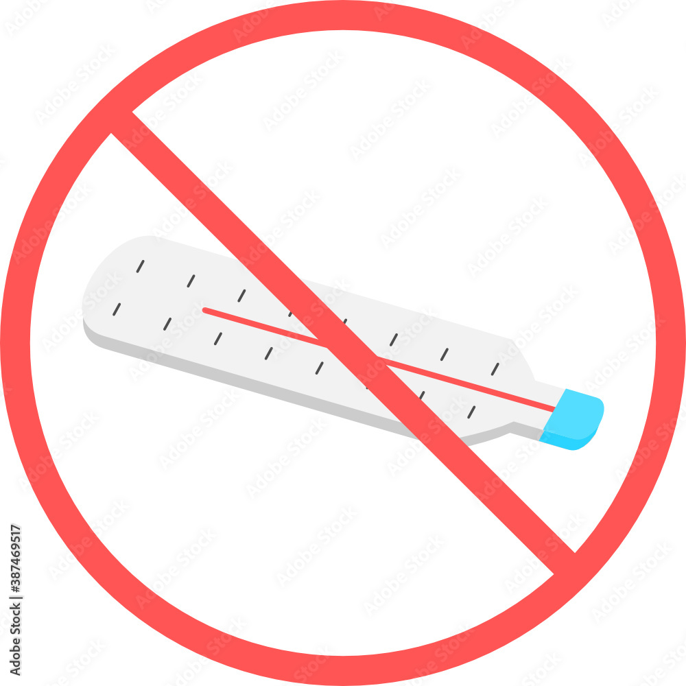 No medical thermometer sign or no measuring flat vector icon isolated ...