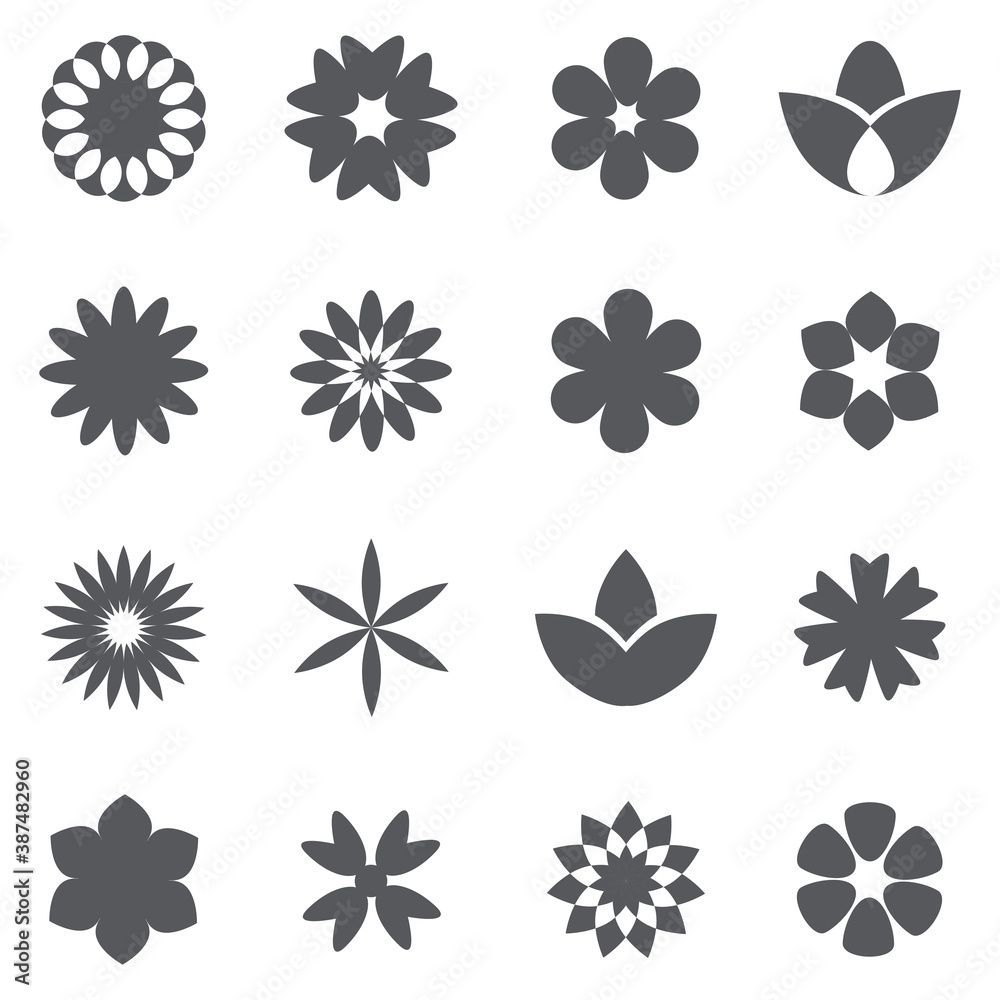 Flower icon set - isolated on background. Collection of trendy flower ...