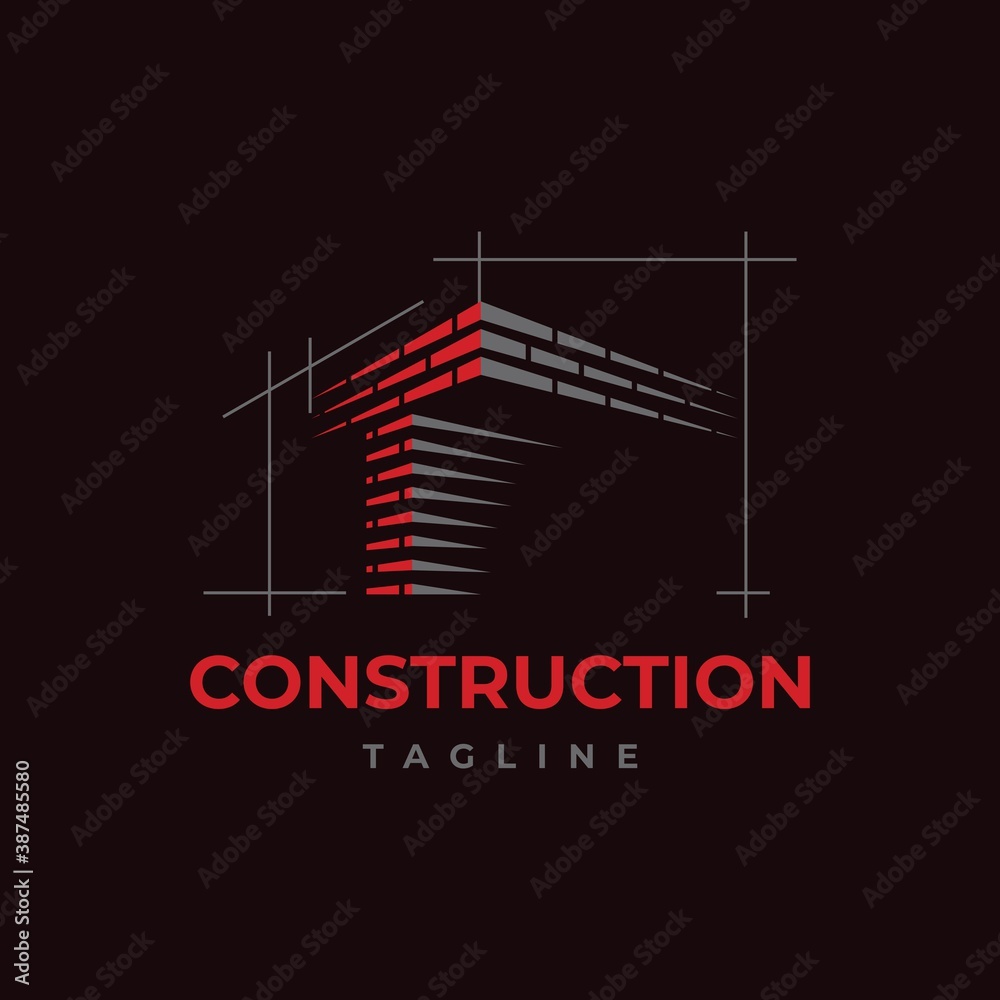 Brick work with letter T illustration. Home build symbol logo design ...