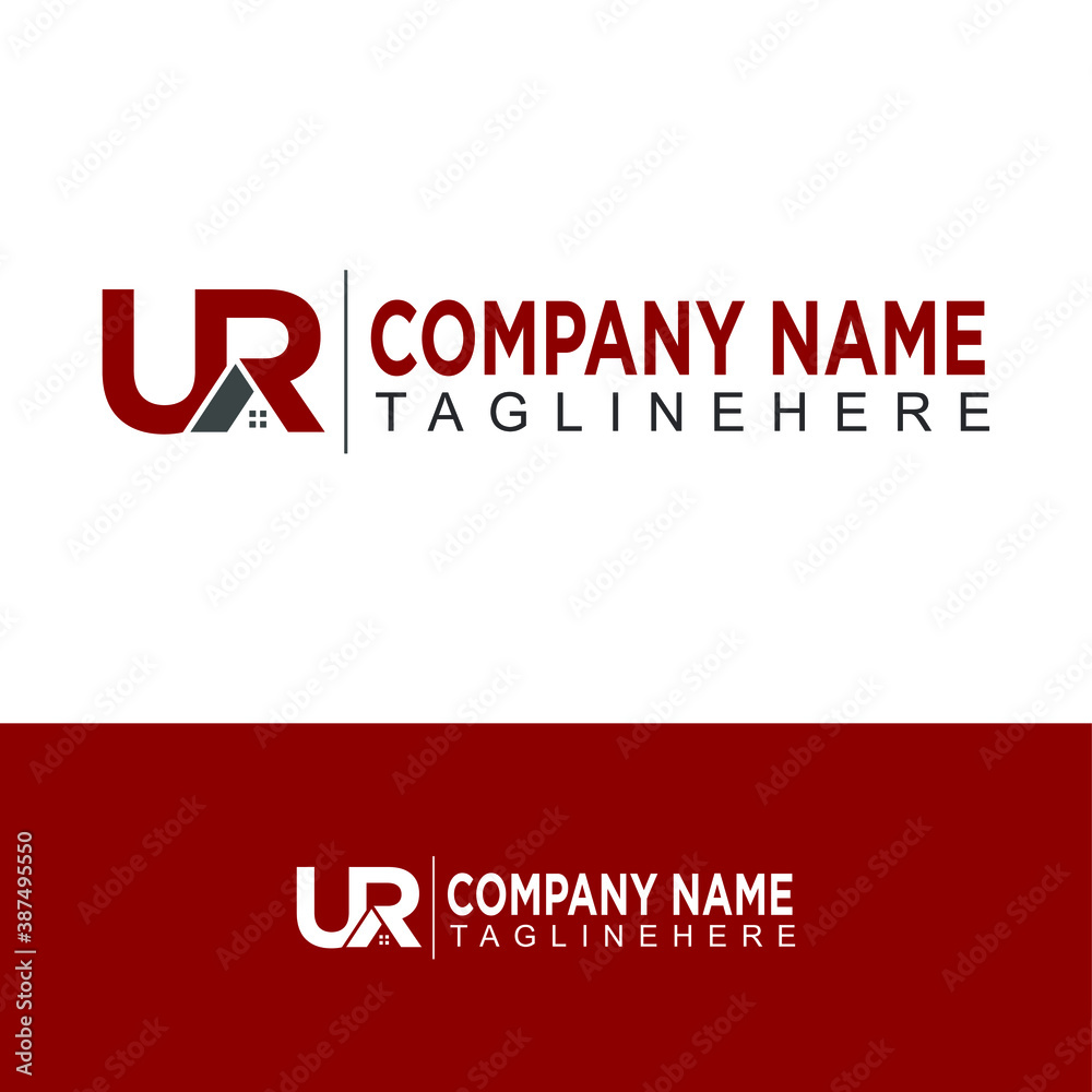 The UR font logo design resembles a house in a simple and elegant ...